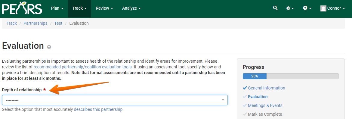 Evaluate a Partnership – PEARS Support Documentation