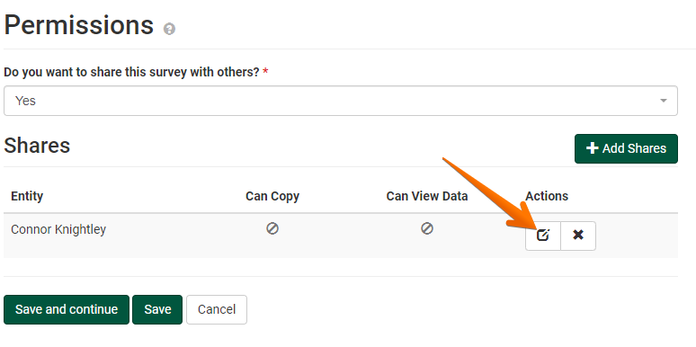 Set Permissions for a Survey – PEARS Support Documentation