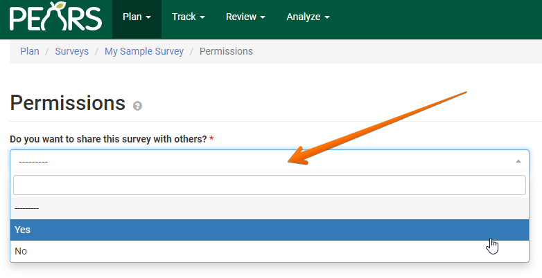 Set Permissions for a Survey – PEARS Support Documentation