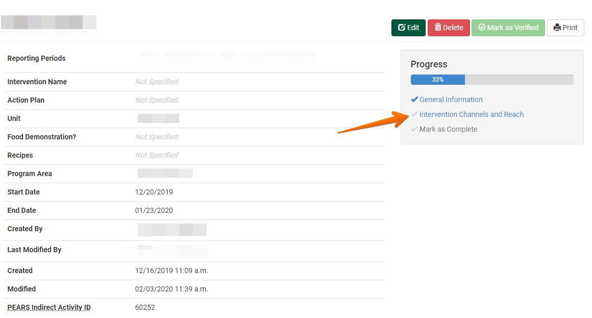 Add Intervention Channels and Reach to an Indirect Activity – PEARS Support Documentation