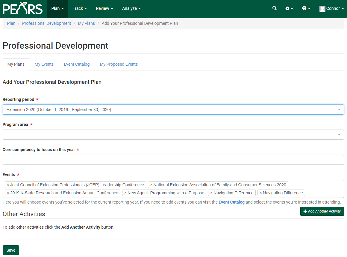 Create a Professional Development Plan – PEARS Support Documentation