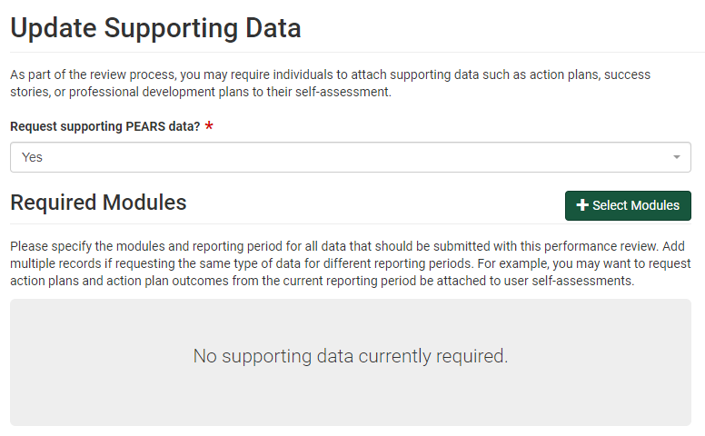 Add Supporting Data to a Performance Review Plan – PEARS Support Documentation
