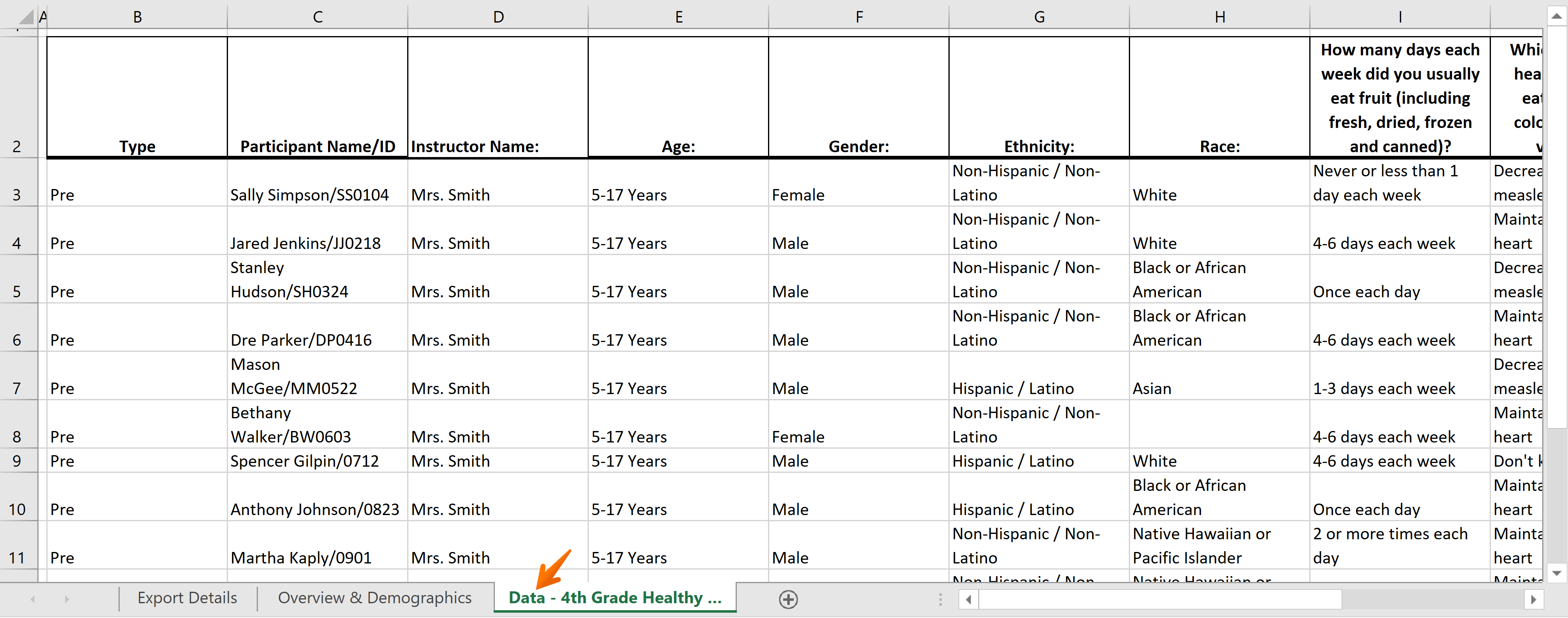 Analyze a Program Activity Excel Report – PEARS Support Documentation