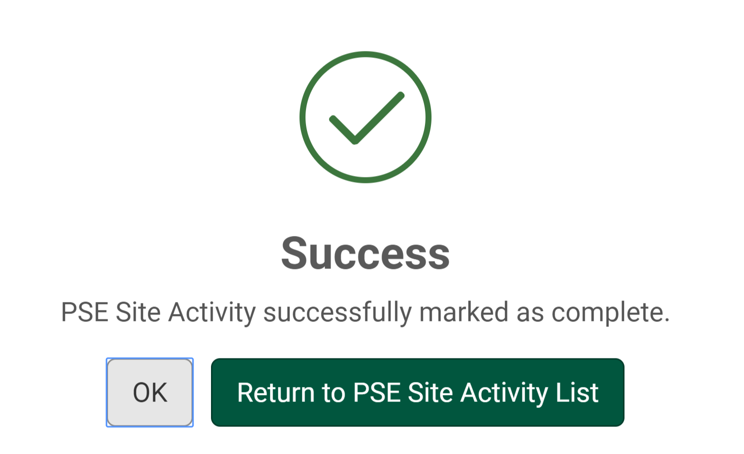 Mark a PSE Complete – PEARS Support Documentation