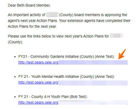 Email Action Plans to Board Members – PEARS Support Documentation