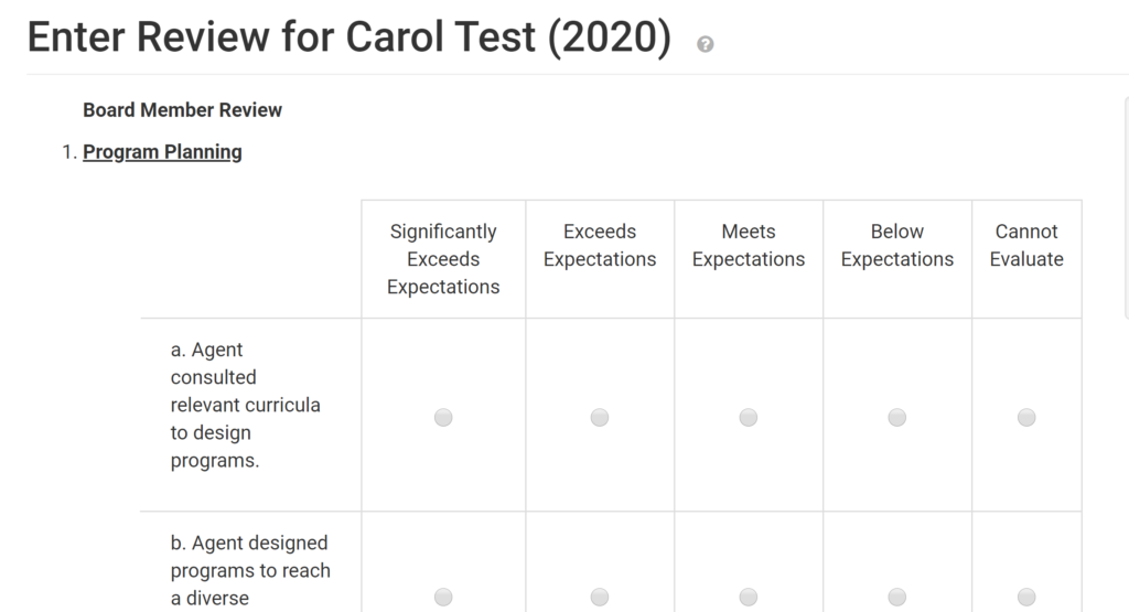 Complete a Performance Review (Board Member) – PEARS Support Documentation