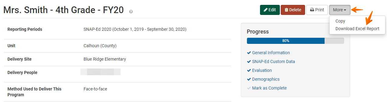 Download a Program Activity Excel Report – PEARS Support Documentation
