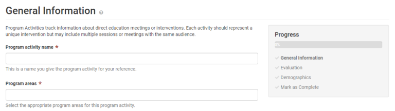 Create a Program Activity – PEARS Support Documentation