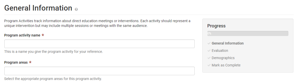 Create a Program Activity – PEARS Support Documentation