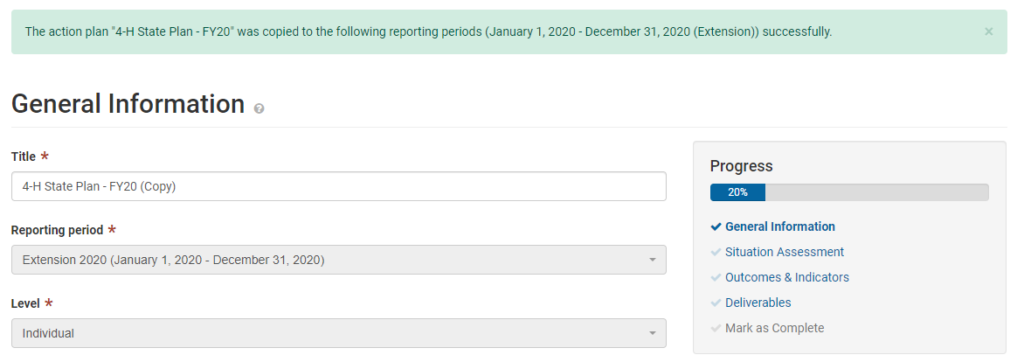 Copy an Action Plan – PEARS Support Documentation