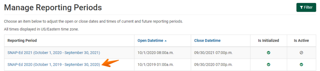 Edit Reporting Periods – PEARS Support Documentation