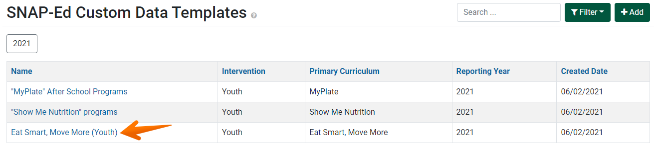 Manage SNAP-Ed Data Templates – PEARS Support Documentation