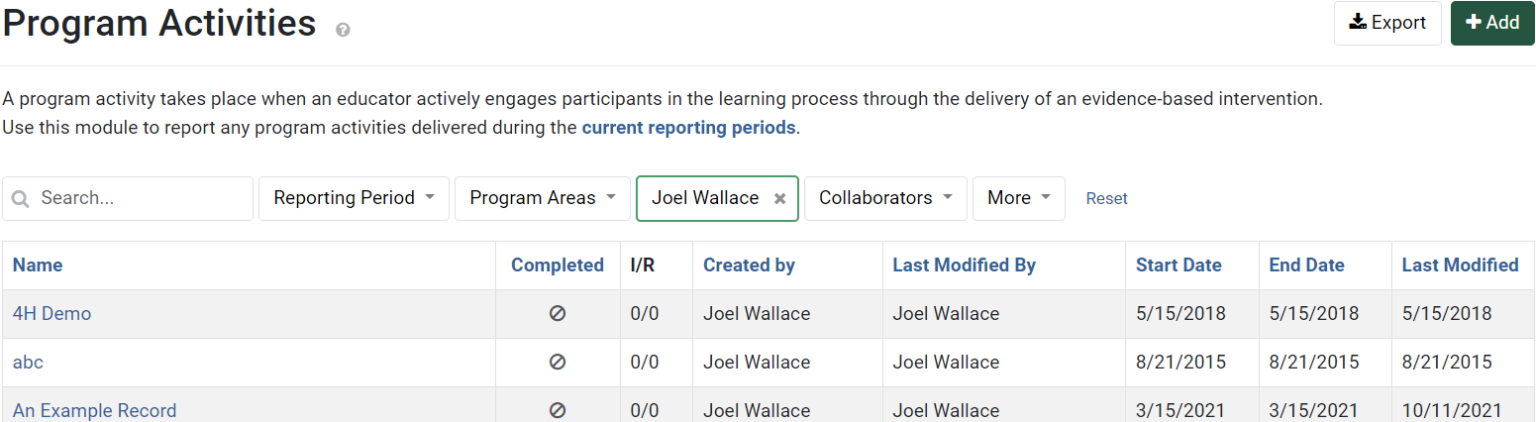 Create a Program Activity – PEARS Support Documentation