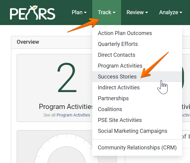 Create an Indirect Activity – PEARS Support Documentation