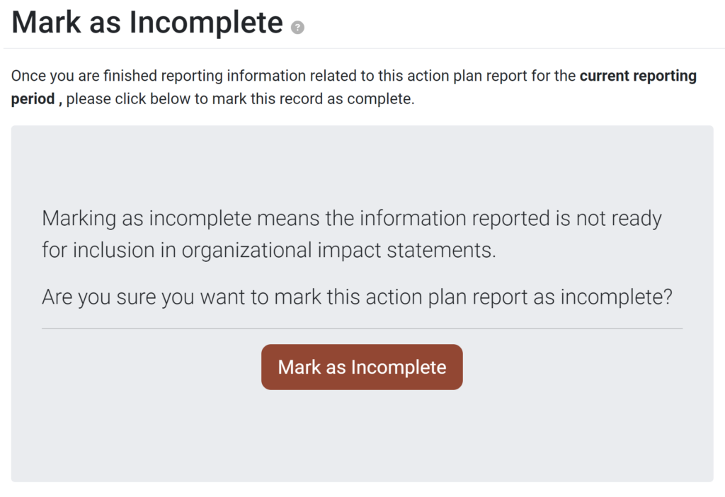 Mark an Action Plan Report as Complete – PEARS Support Documentation