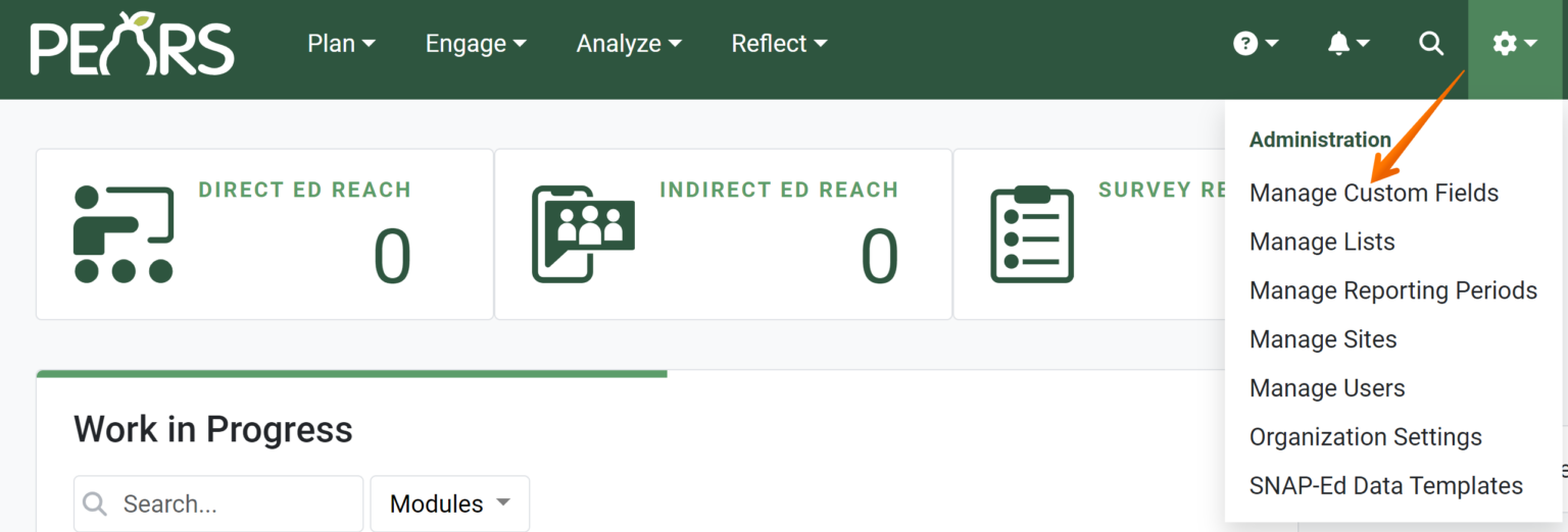 Manage Custom Fields – PEARS Support Documentation